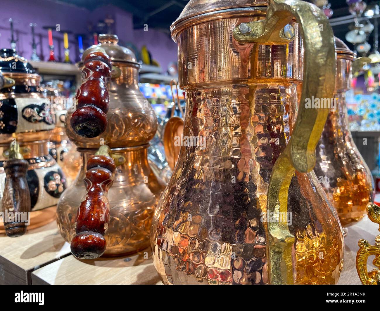 Beautiful golden Turkish teapots for tea shiny carved oriental ...