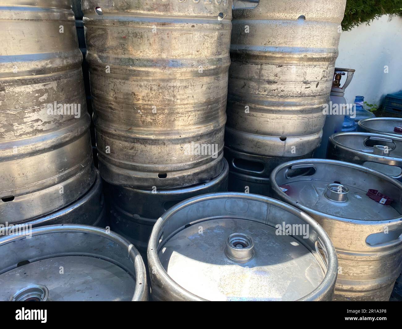 Stack of aluminium beer barrels hi-res stock photography and images - Alamy