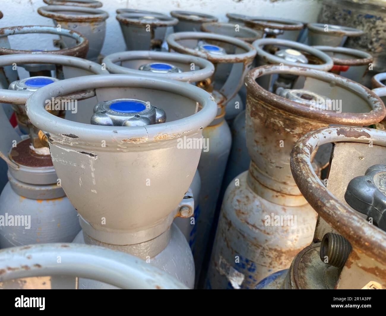 Cylinder with carbon dioxide. Tanks with compressed gas for industry ...