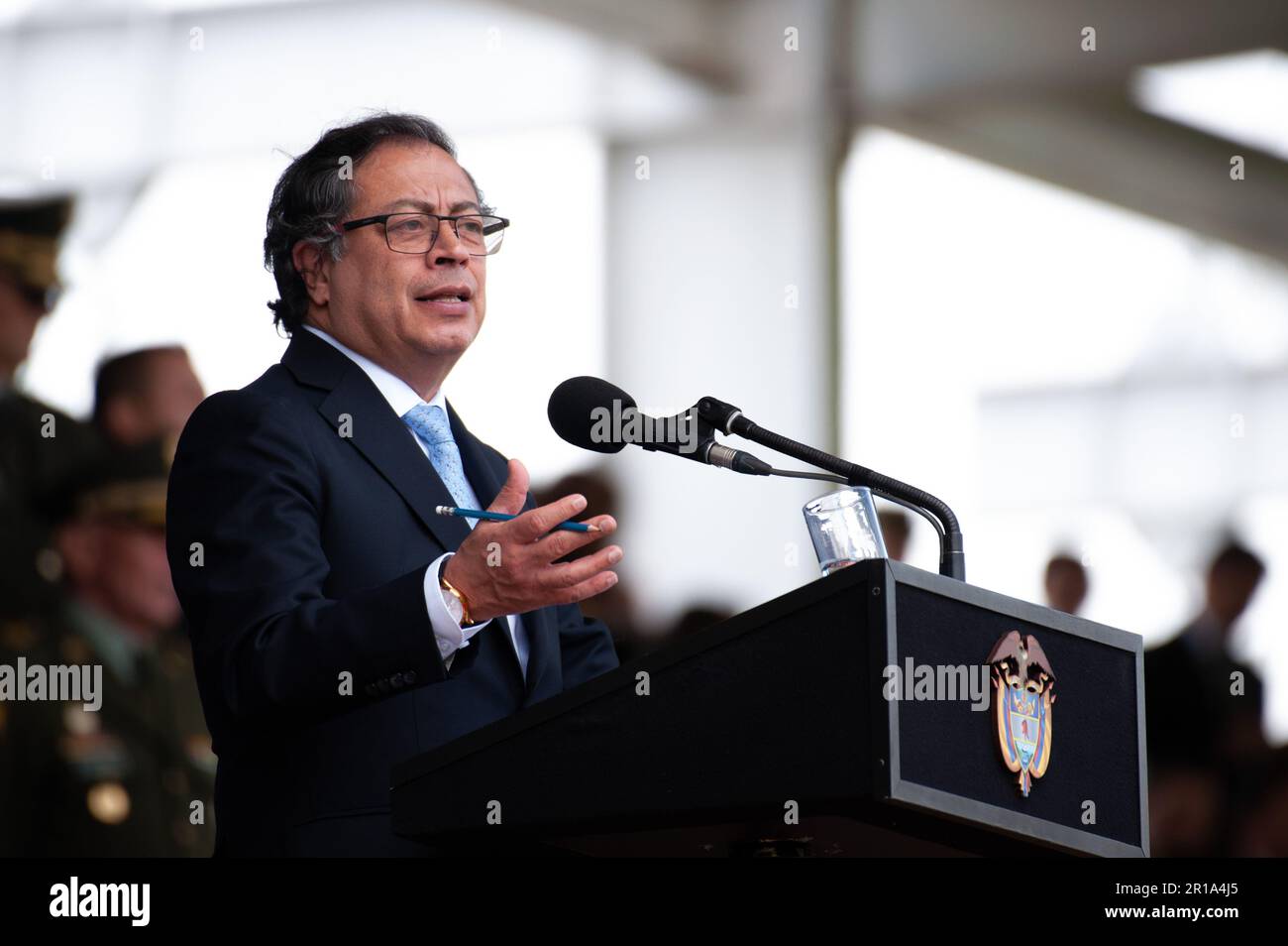 Colombia's president Gustavo Petro speaks during the ceremony of the ...