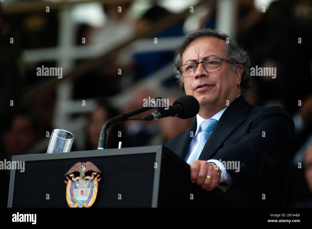 Colombia's president Gustavo Petro speaks during the ceremony of the ...