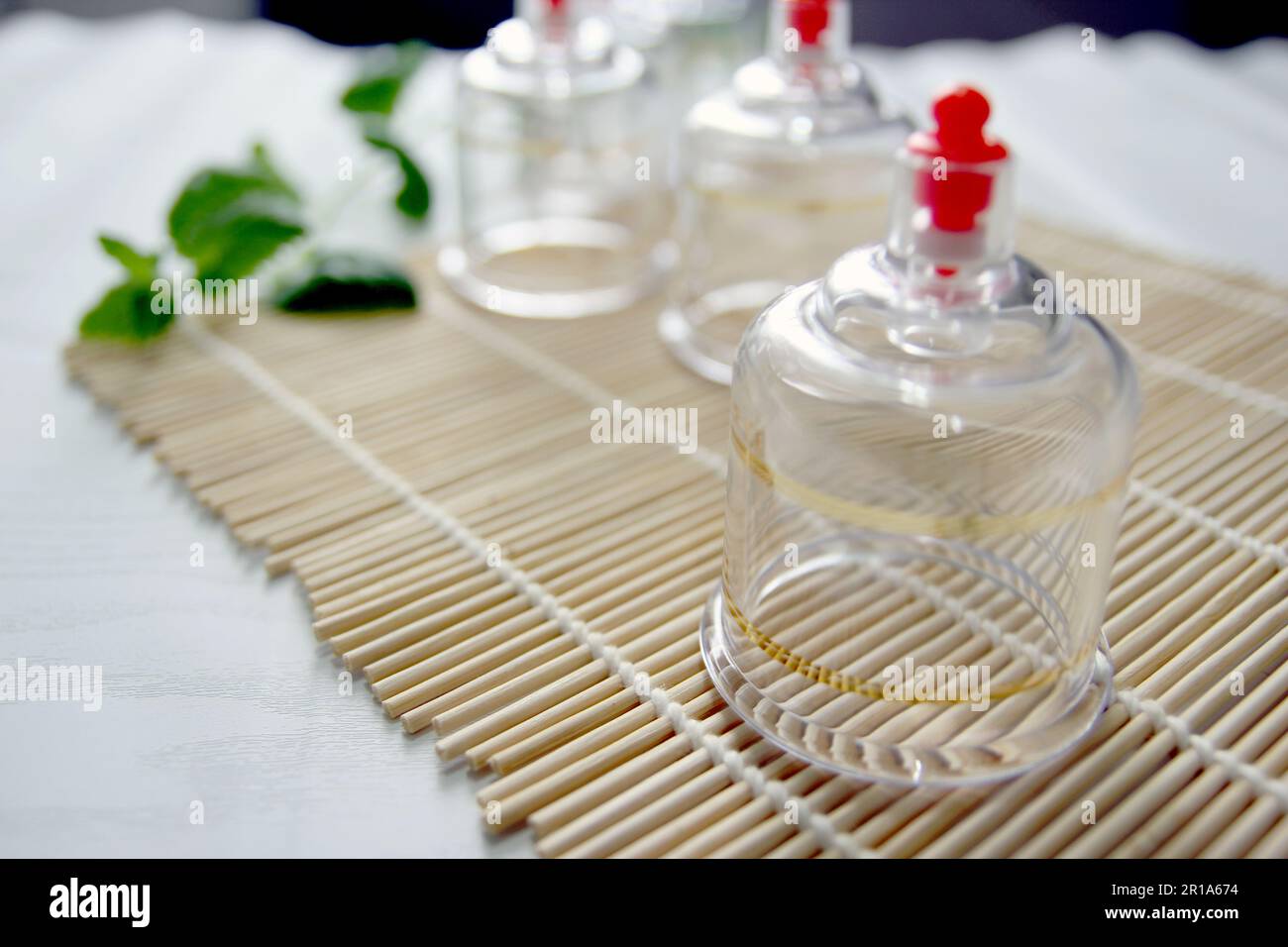 Concept image of cupping and medicine, a traditional oriental medicine ...