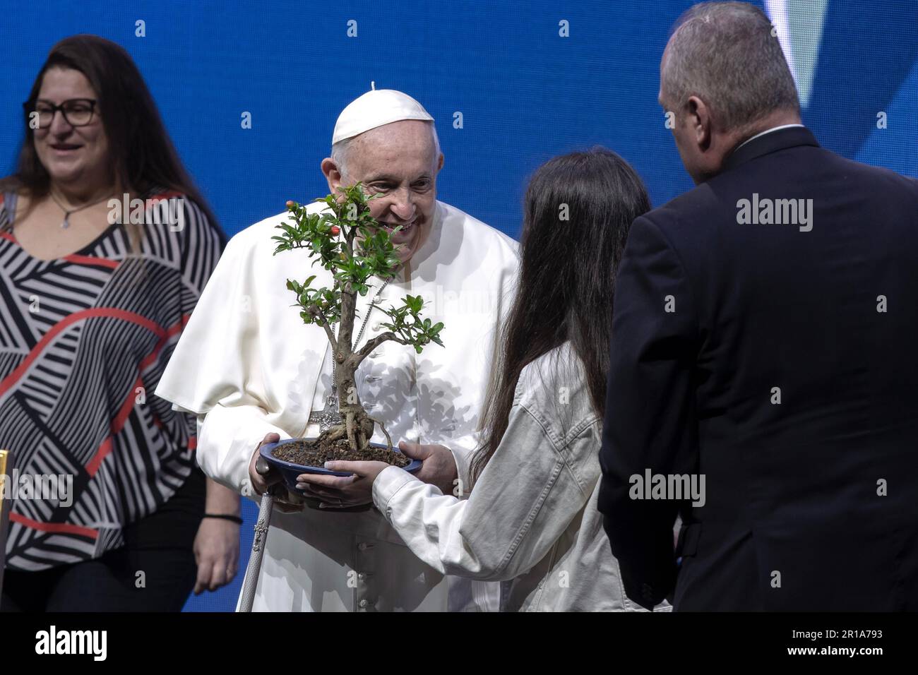 Rome, Italy, 12 May 2023. Pope Francis and italian Prime Minister ...