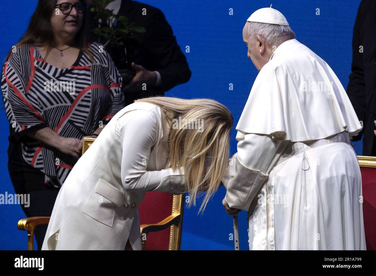 Rome, Italy, 12 May 2023. Pope Francis and italian Prime Minister ...