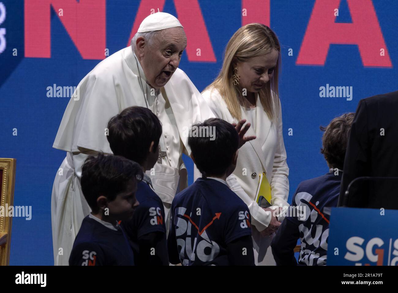 Rome, Italy, 12 May 2023. Pope Francis and italian Prime Minister ...