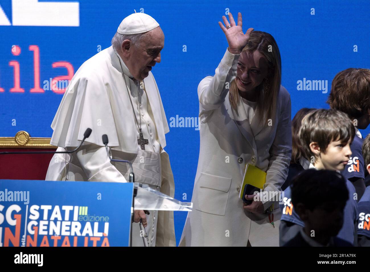 Rome, Italy, 12 May 2023. Pope Francis and italian Prime Minister ...