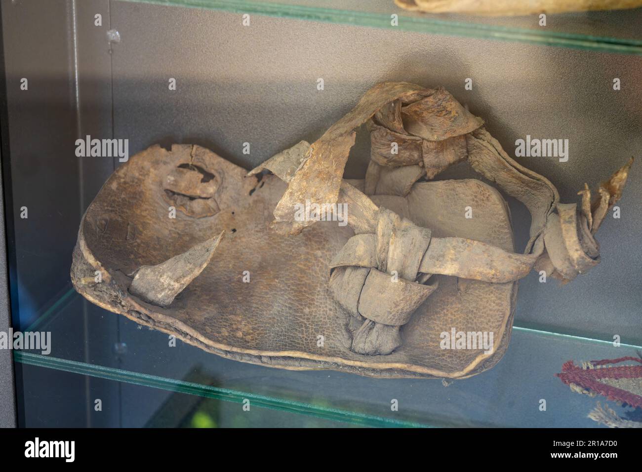 A pre-Hispanic Inca leather sandal in the Calingasta Archeological ...