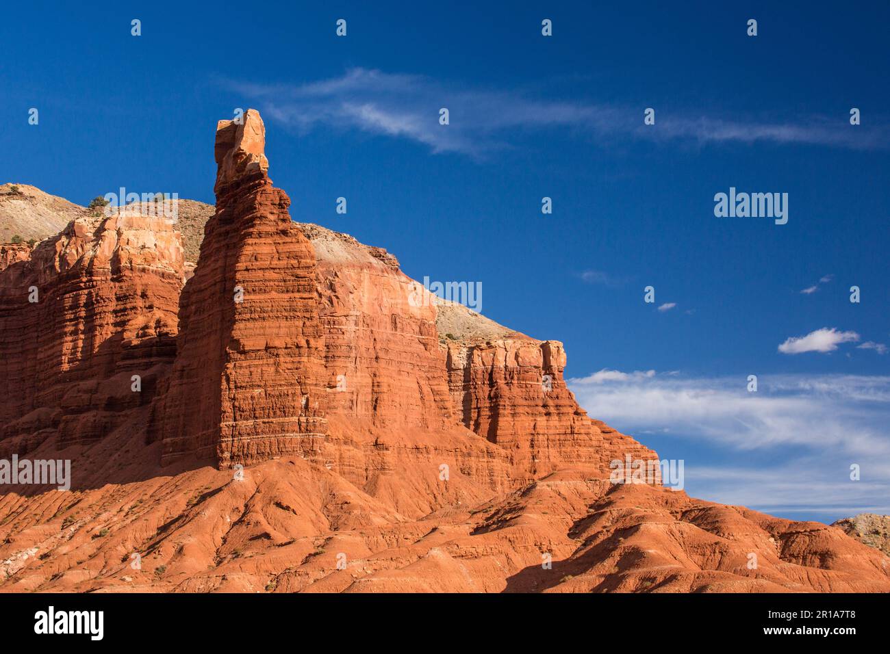 Chimney Rock, a sandstone tower in Capitol Reef National Park in Utah ...