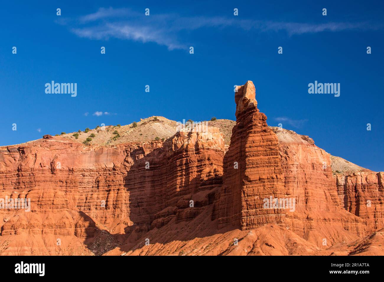 Chimney Rock, a sandstone tower in Capitol Reef National Park in Utah ...