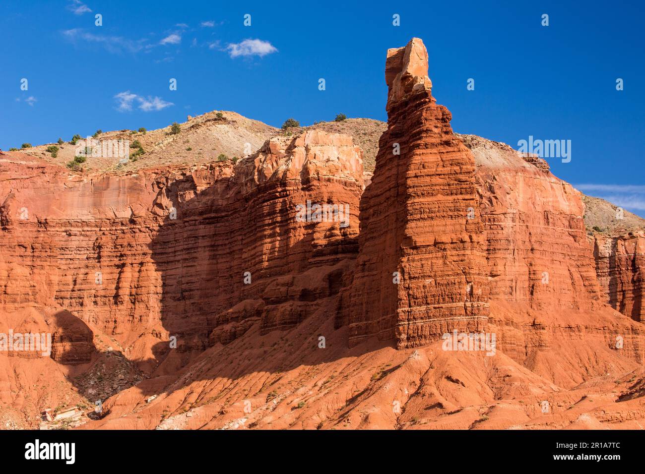 Chimney Rock, a sandstone tower in Capitol Reef National Park in Utah ...