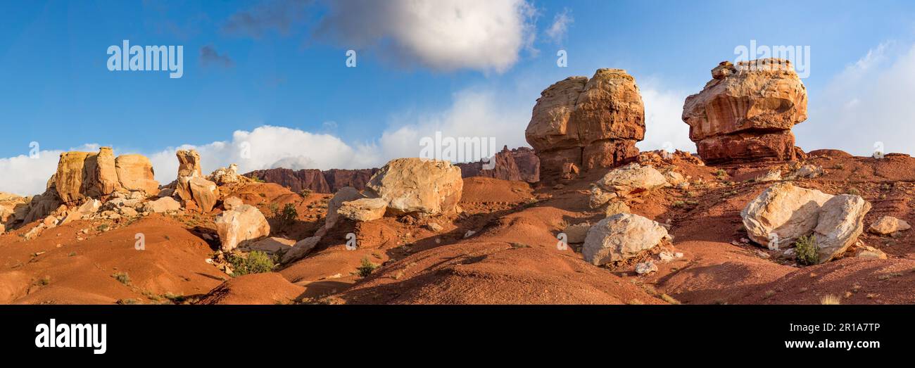 The Twin Rocks, a pair of eroded hoodoos in Capitol Reef National Park ...