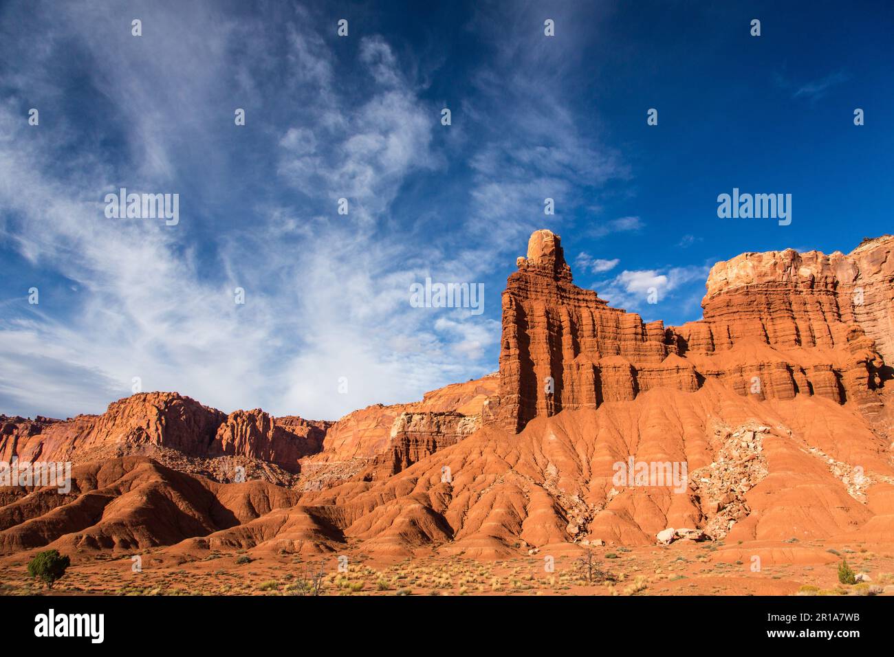 Chimney Rock, a sandstone tower in Capitol Reef National Park in Utah ...