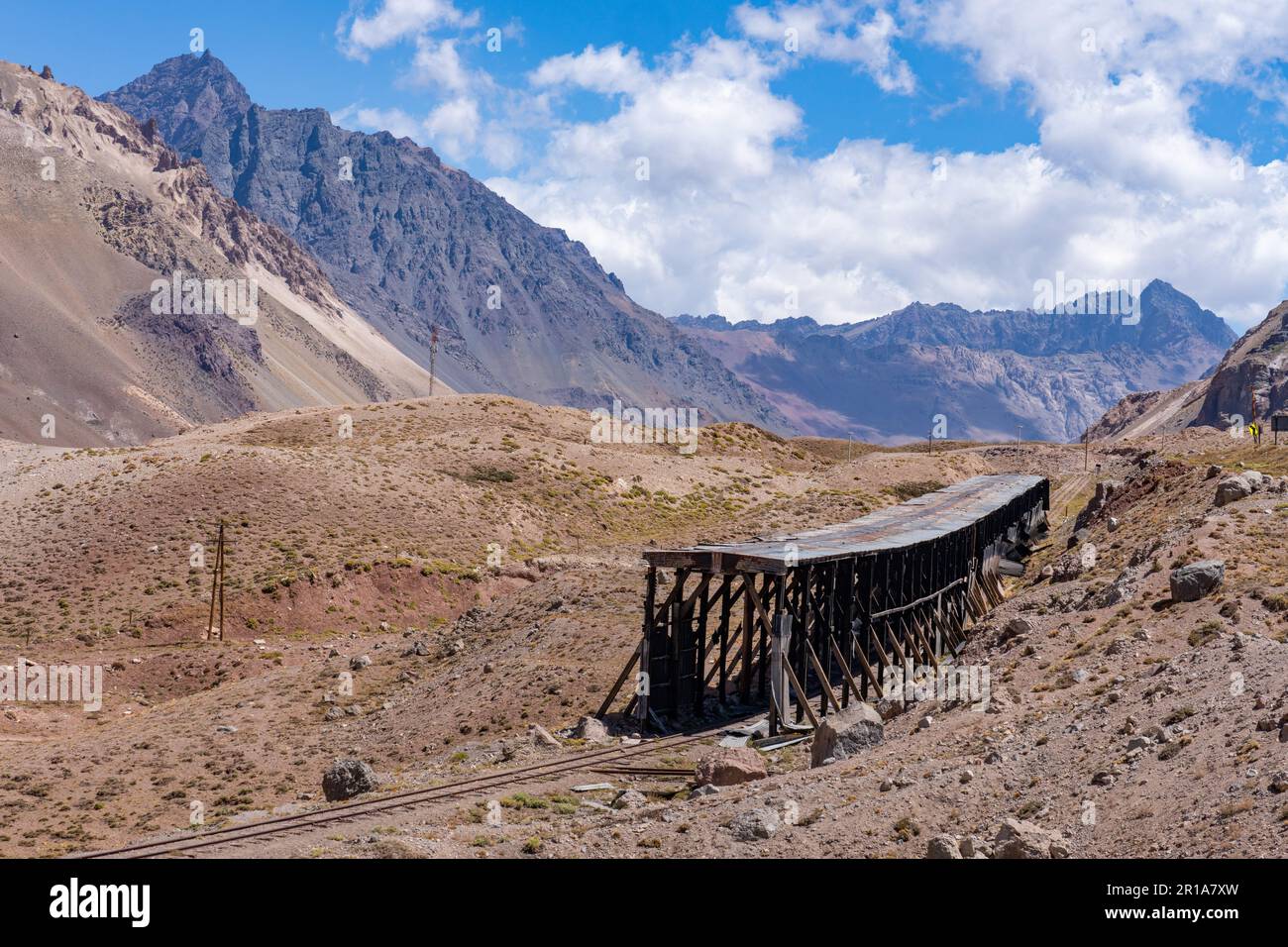 Avalanche snow sheds on the former Transandine Railway at Puente del ...