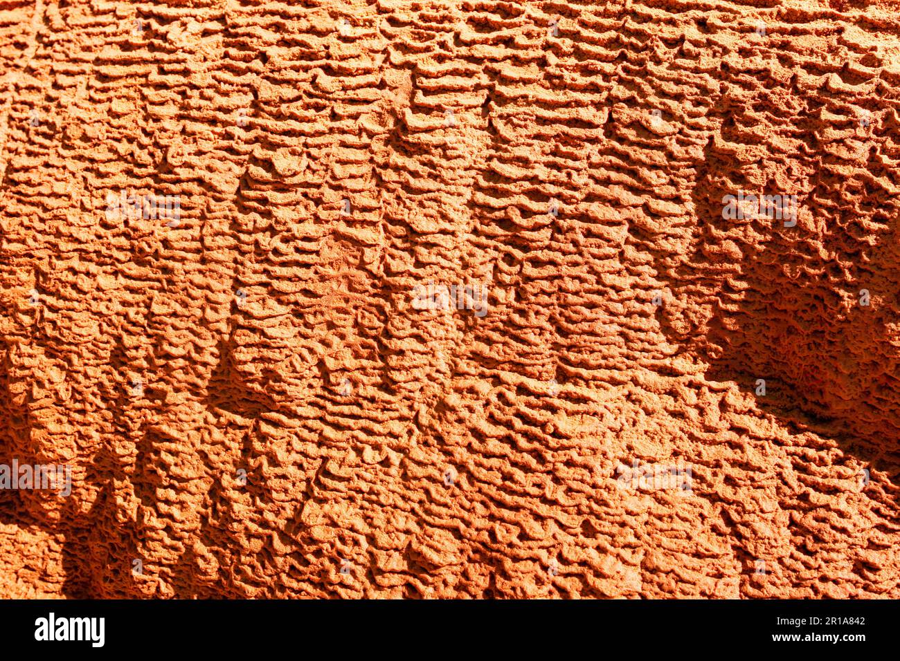 Colorful travertine deposits around the Crystal Geyser, a cold-water ...