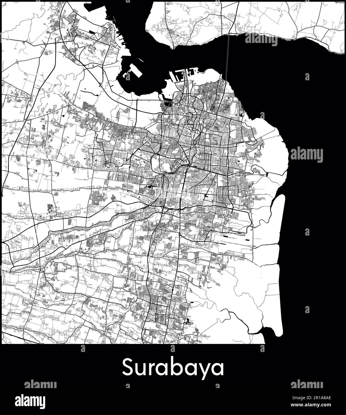 City Map Asia Indonesia Surabaya vector illustration Stock Vector Image ...