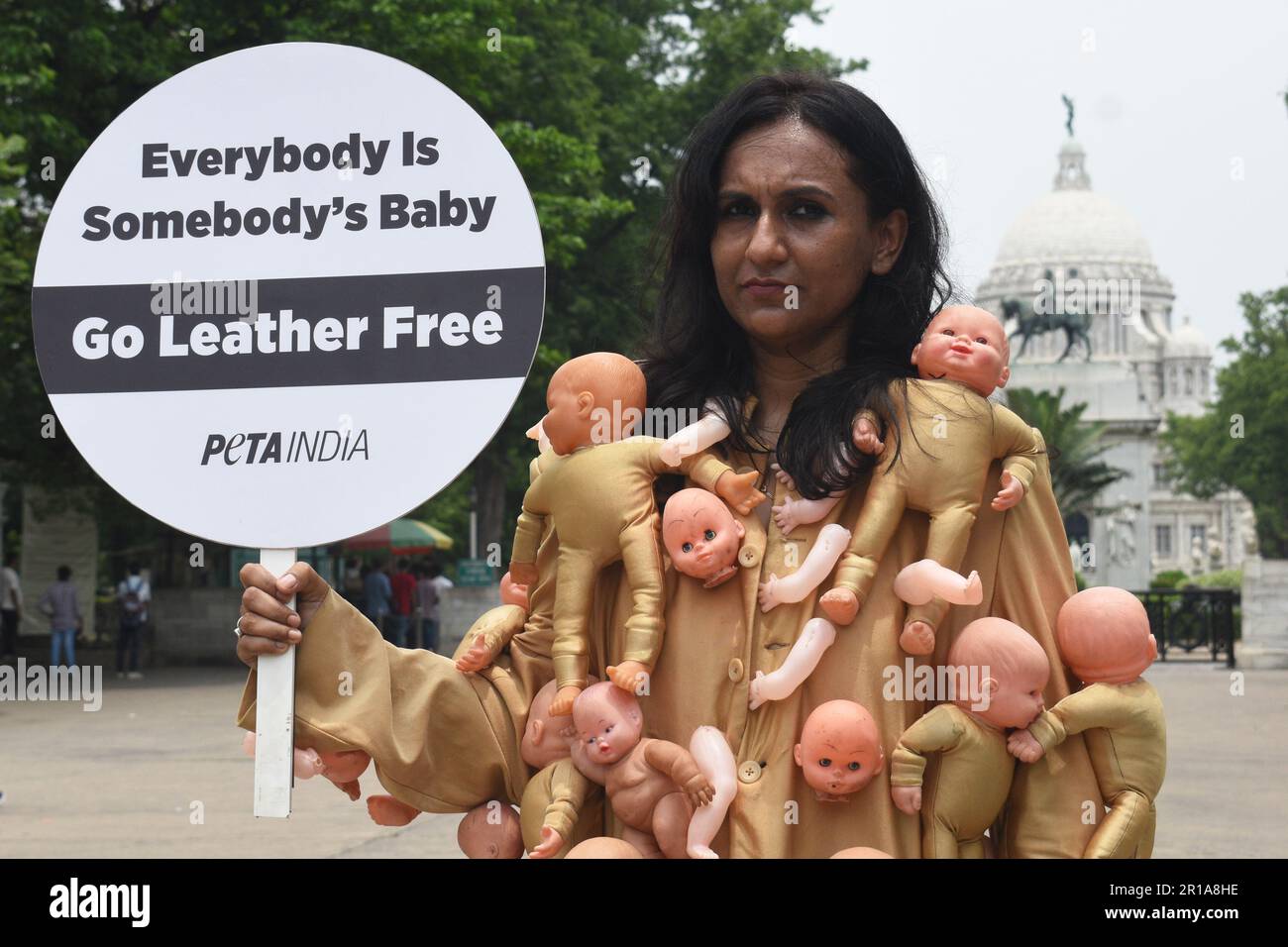 Kolkata, West Bengal, India. 12th May, 2023. A PETA activists wears a ...