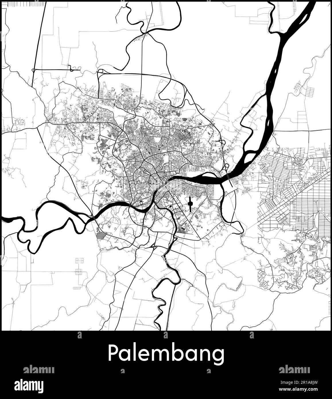 City Map Asia Indonesia Palembang vector illustration Stock Vector ...