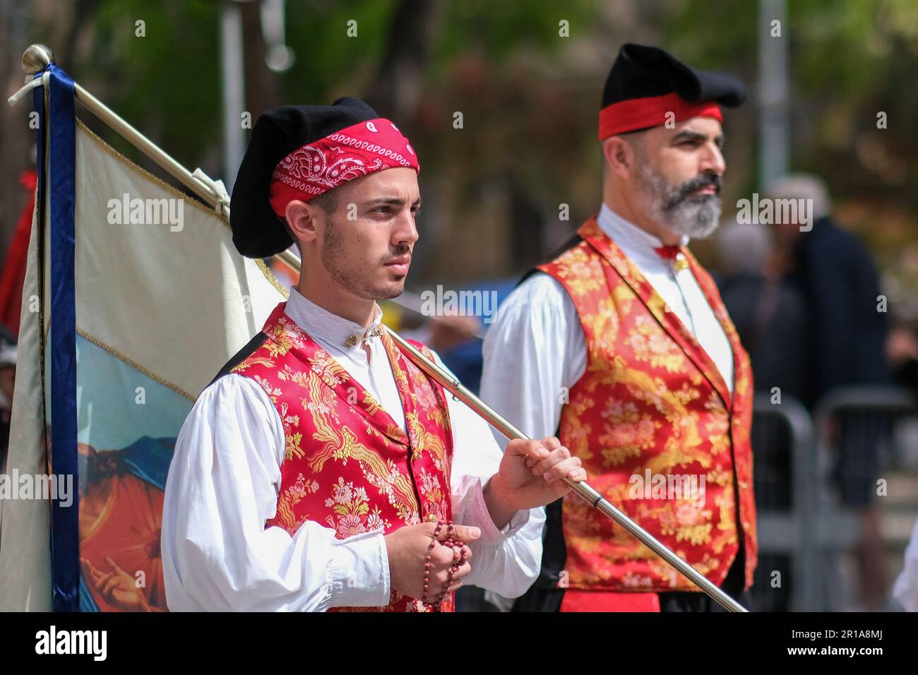 Sardinian men dressed in folk traditional costumes, with unique ...