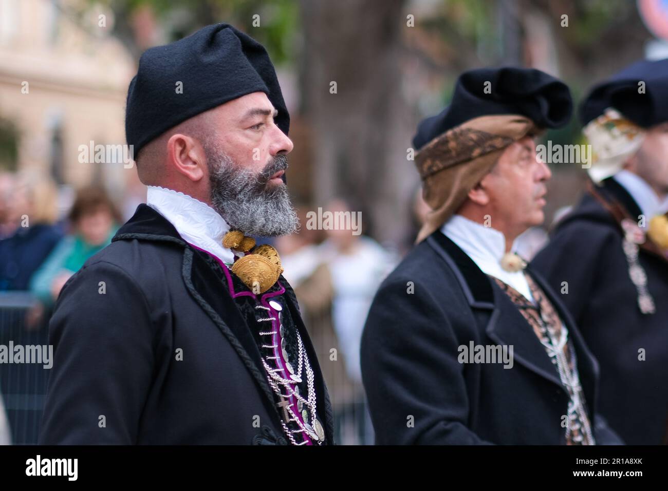 Sardinian men dressed in folk traditional costumes, with unique ...