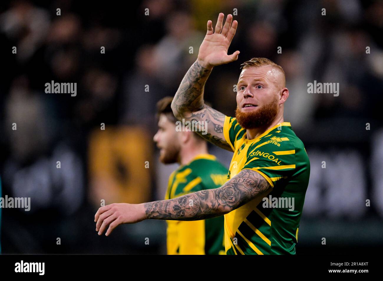 THE HAGUE - Thomas Verheydt of ADO Den Haag celebrates the 2-1 during ...