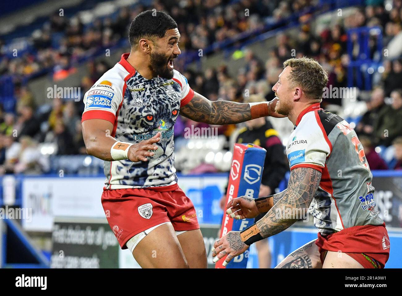 Huddersfield, England - 12th May 2023 - Ricky Leutele and Josh Charnley ...