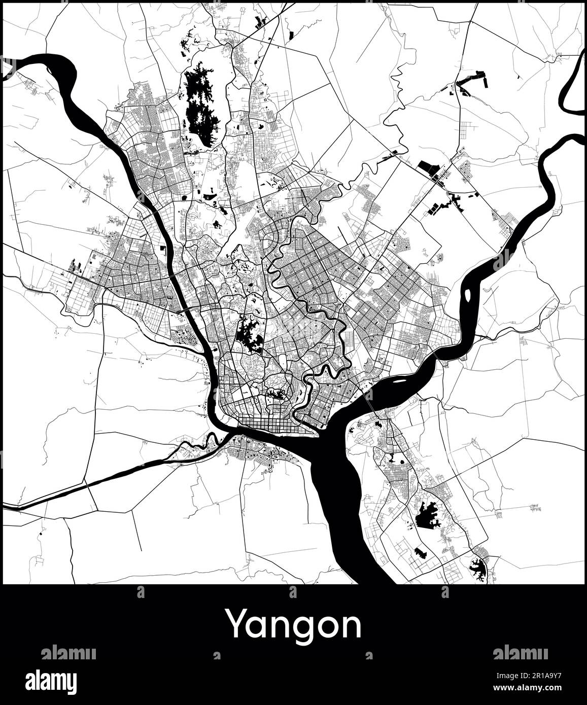 Yangon map hi-res stock photography and images - Alamy
