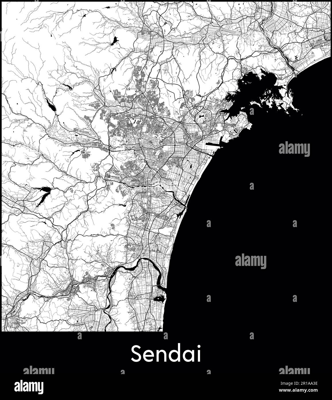 Sendai map Black and White Stock Photos & Images - Alamy