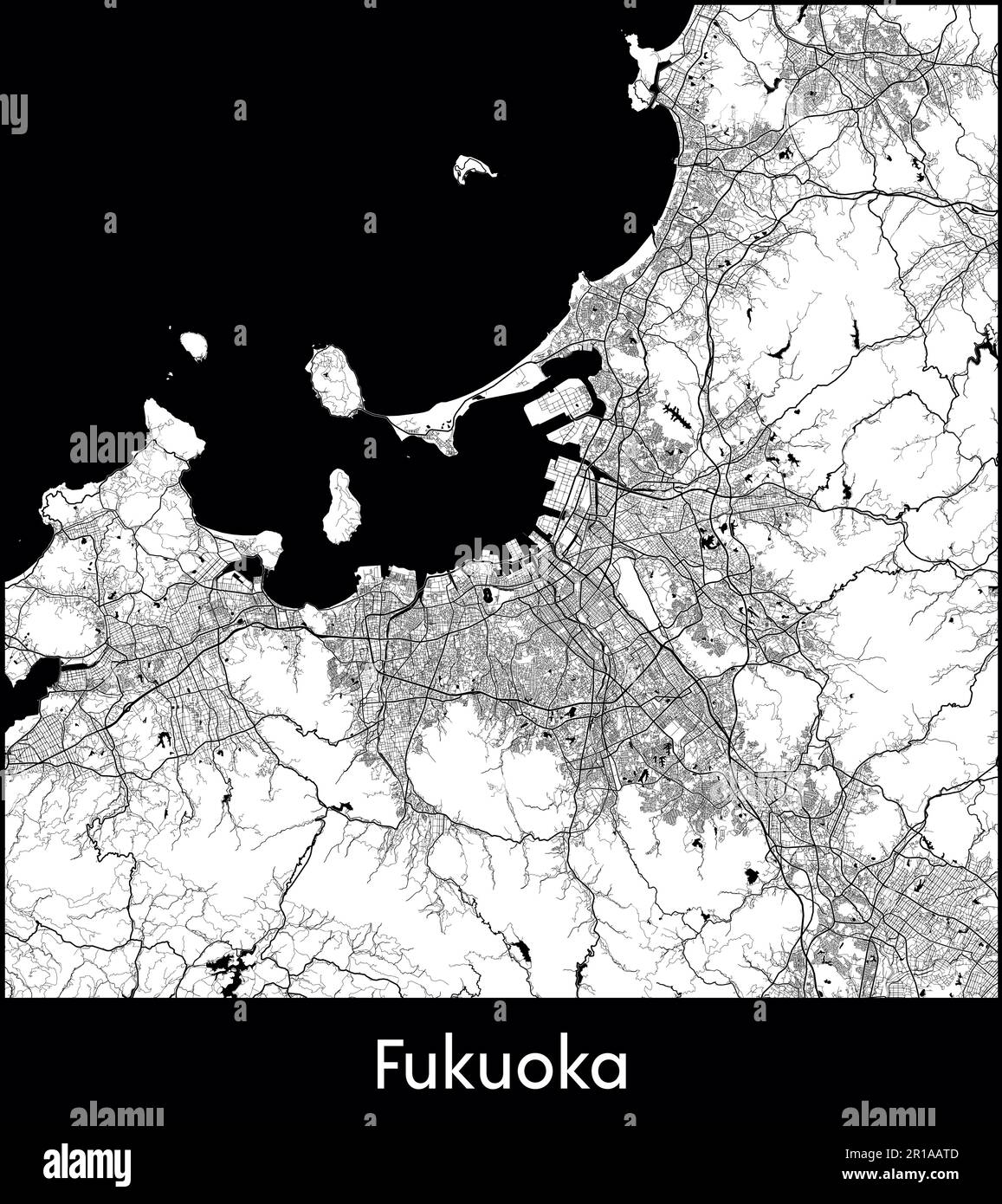 City Map Asia Japan Fukuoka vector illustration Stock Vector Image ...