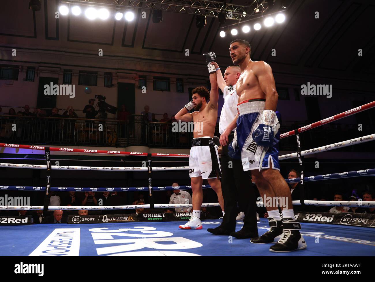 Karol Itauma (left) celebrates victory against opponent Khalid Graidia ...