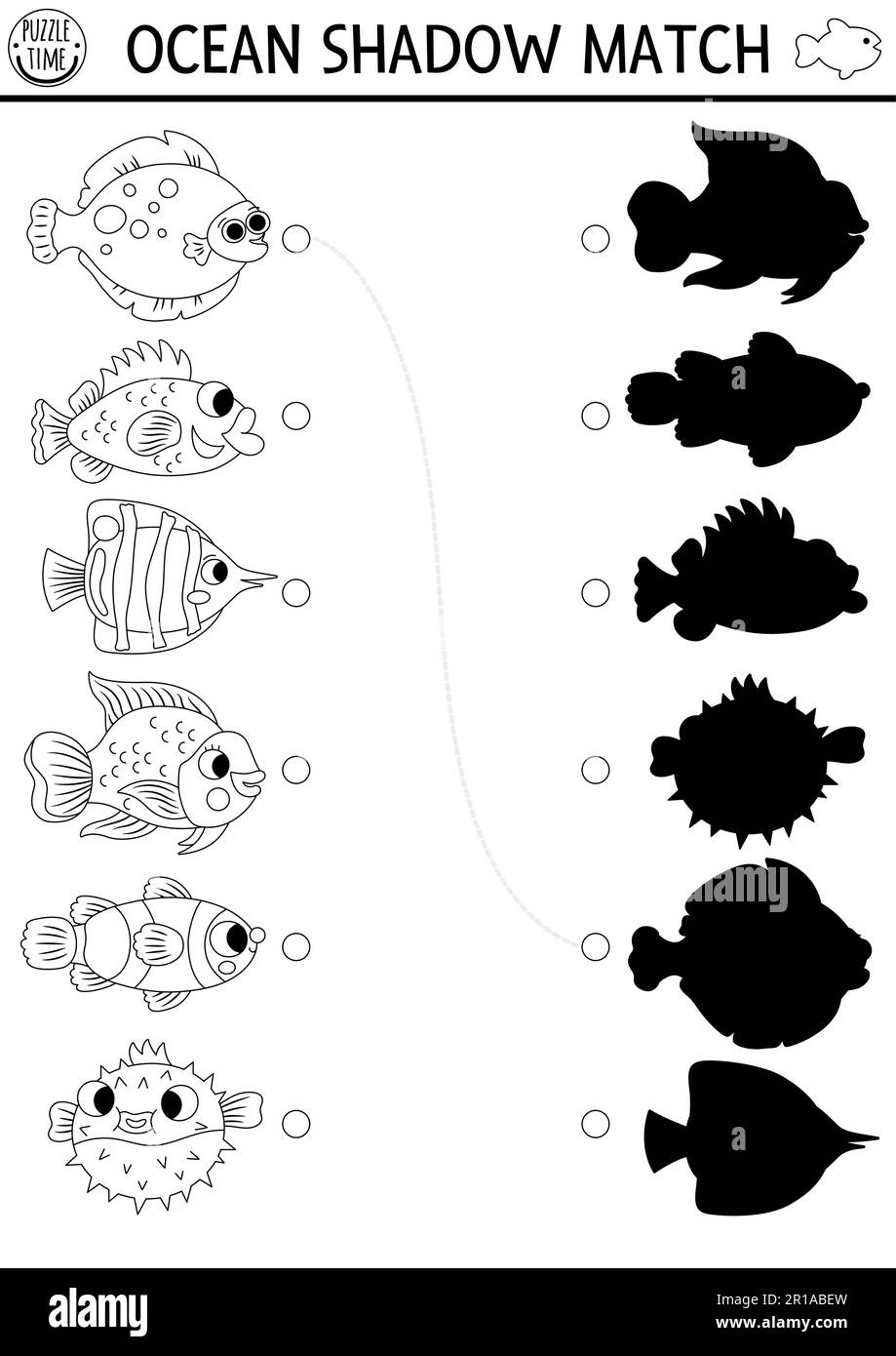 Under the sea black and white shadow matching activity with fish. Ocean ... Under the sea black and white shadow matching activity with fish. Ocean ...