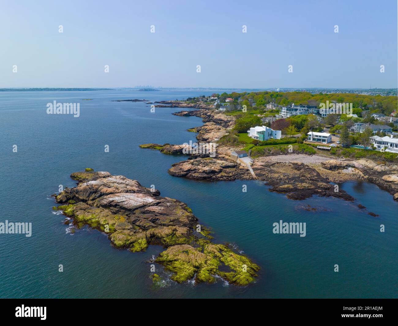 Historic coastal house aerial view in spring near Phillip's Beach in ...
