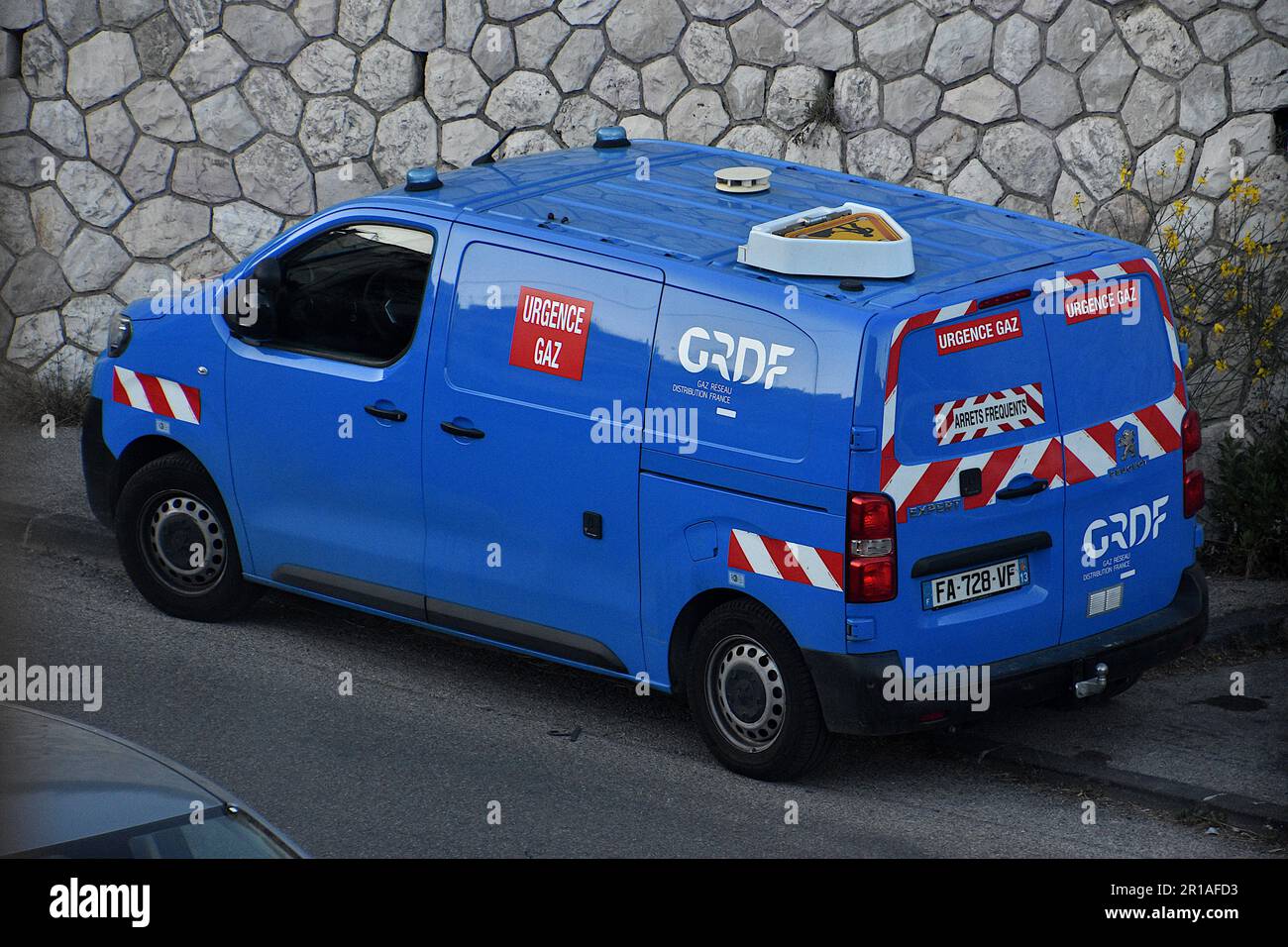 Emergency rescue vehicle from the company Gaz Réseau Distribution France (GRDF) is seen on the ...