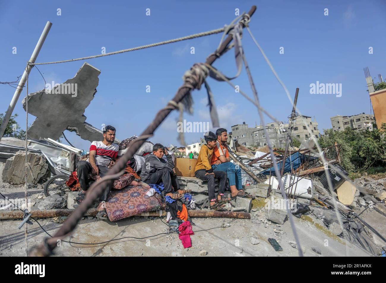 Gaza, The Gaza Strip, Palestine. 12th May, 2023. Palestinians inspect ...