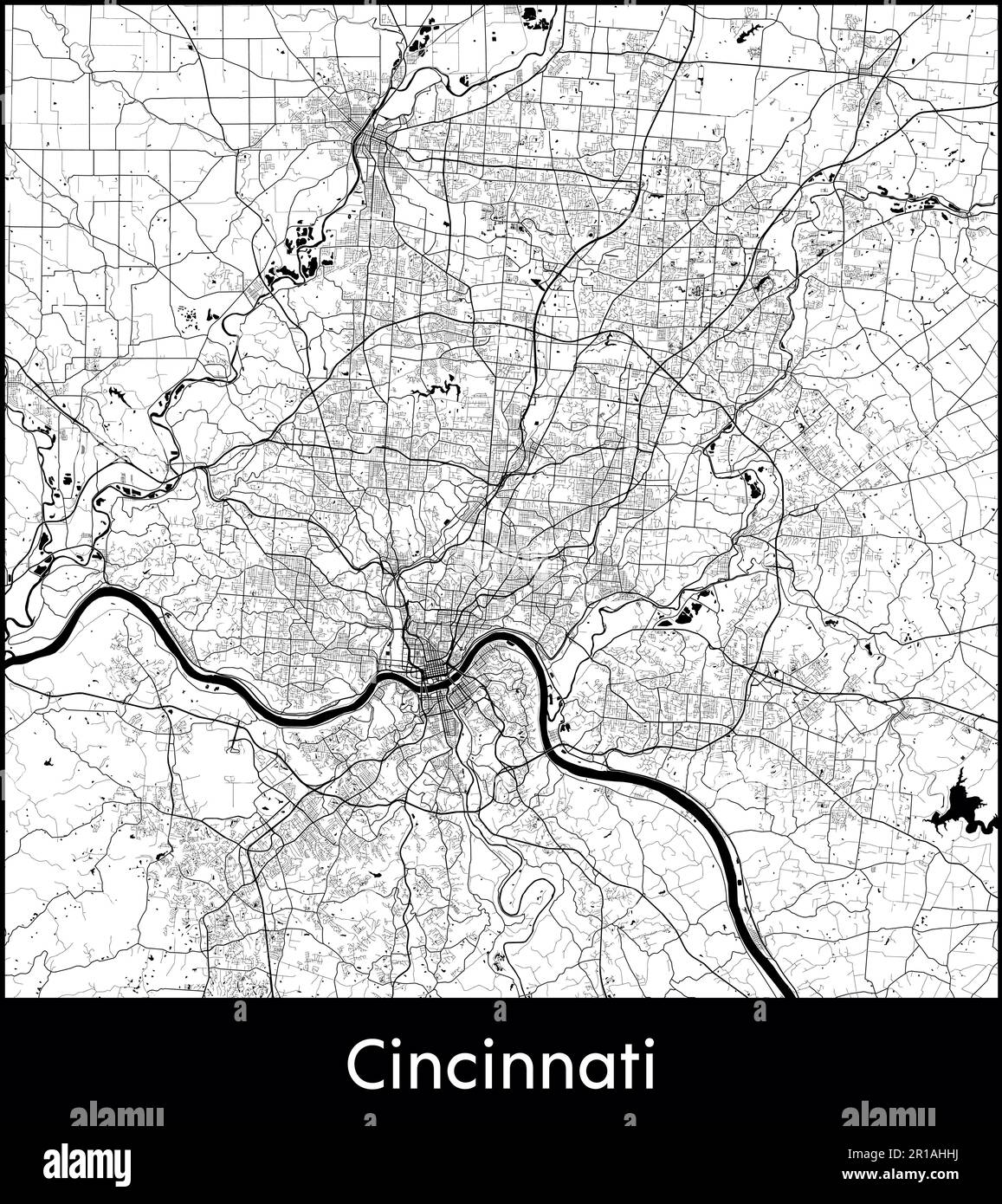 Cincinnati map Black and White Stock Photos & Images - Alamy