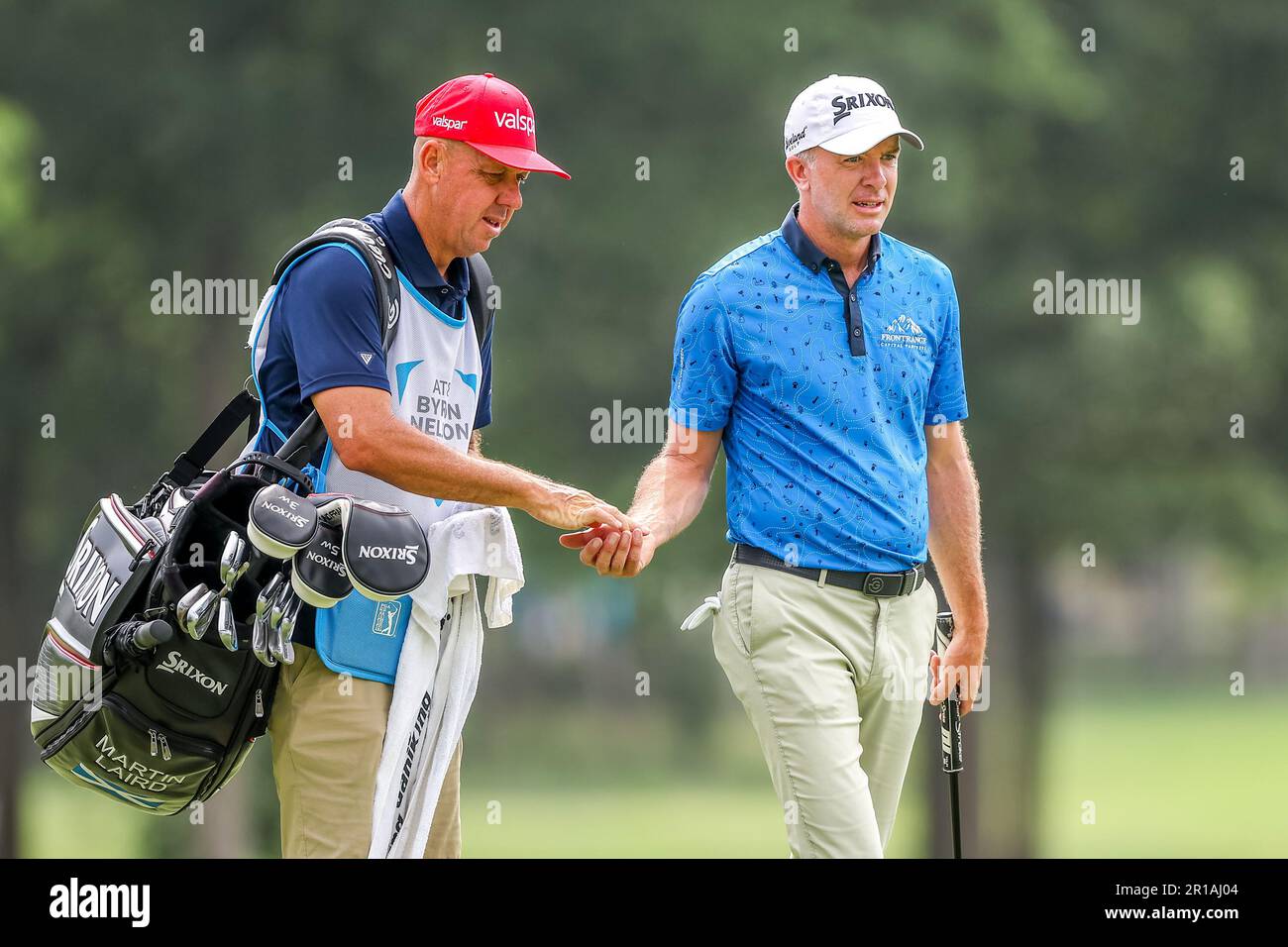 McKinney, TX, USA. 12th May, 2023. Martin Laird and his caddie during ...