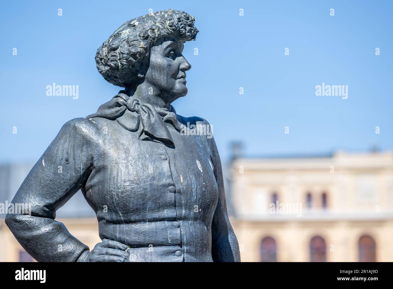 Bronze sculpture of author Moa Martinson by Peter Linde in the historic ...