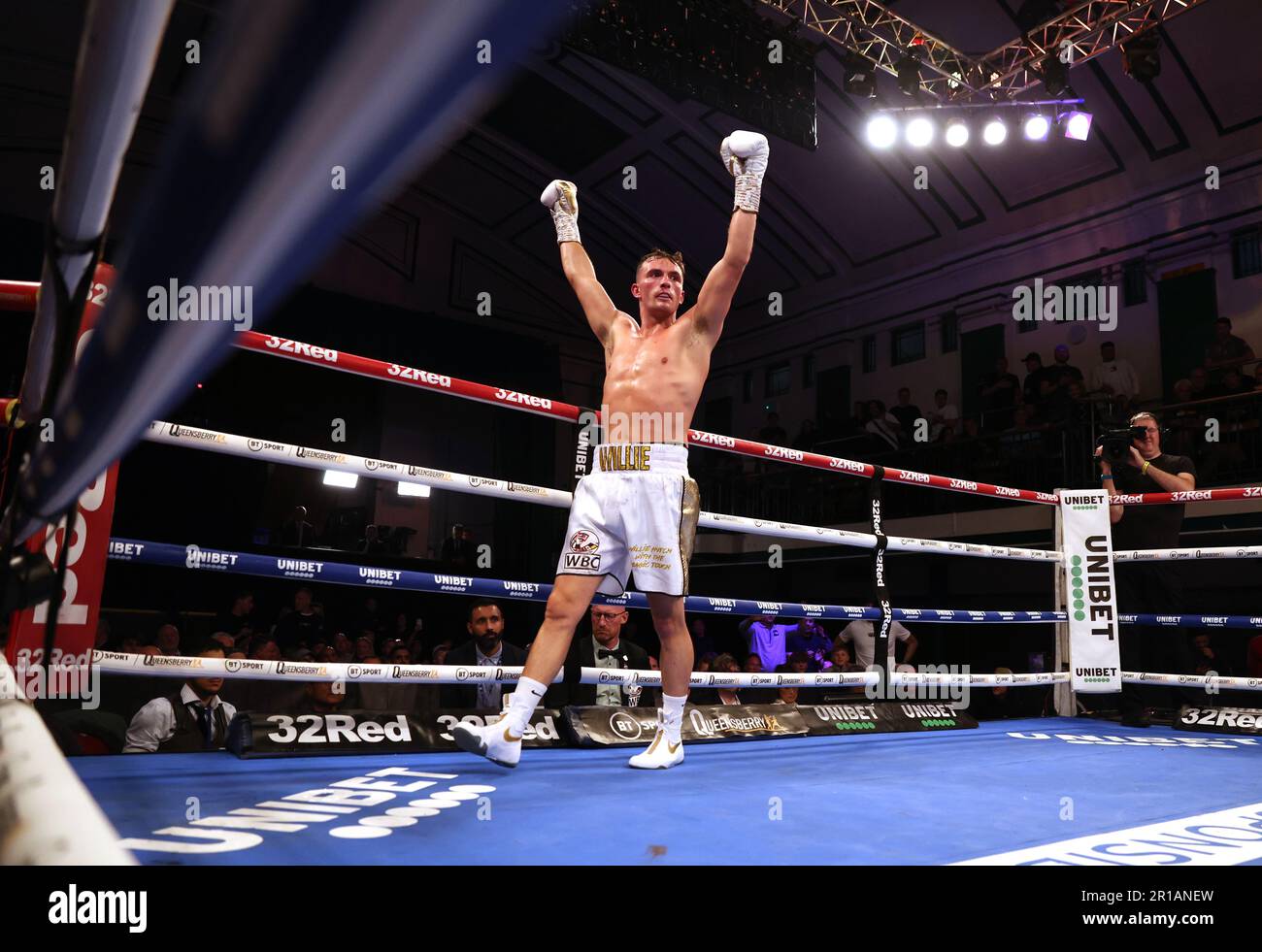 William Hutchinson celebrates after knocking down Ezequiel Osvaldo ...