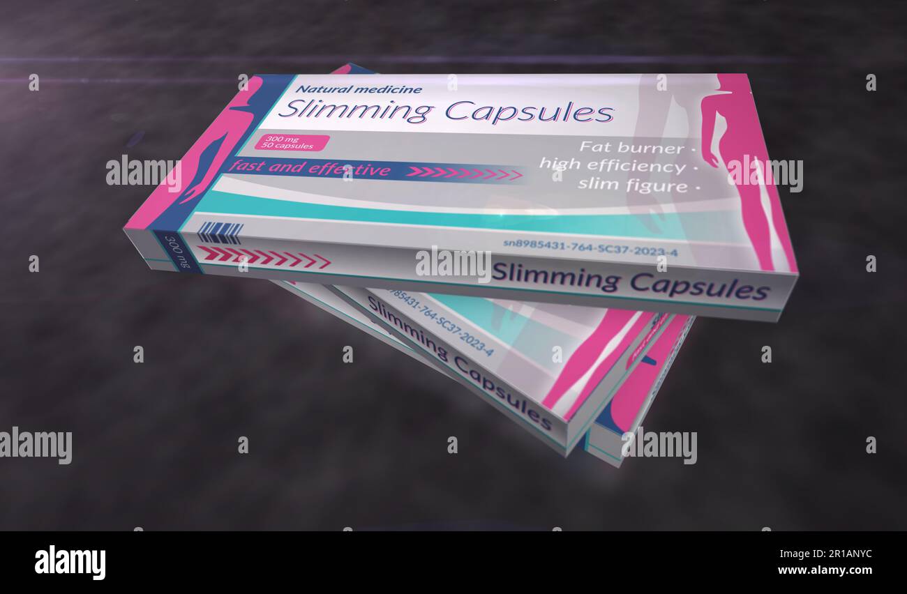 Slimming capsules box production line. Weight fat loss and slim help ...