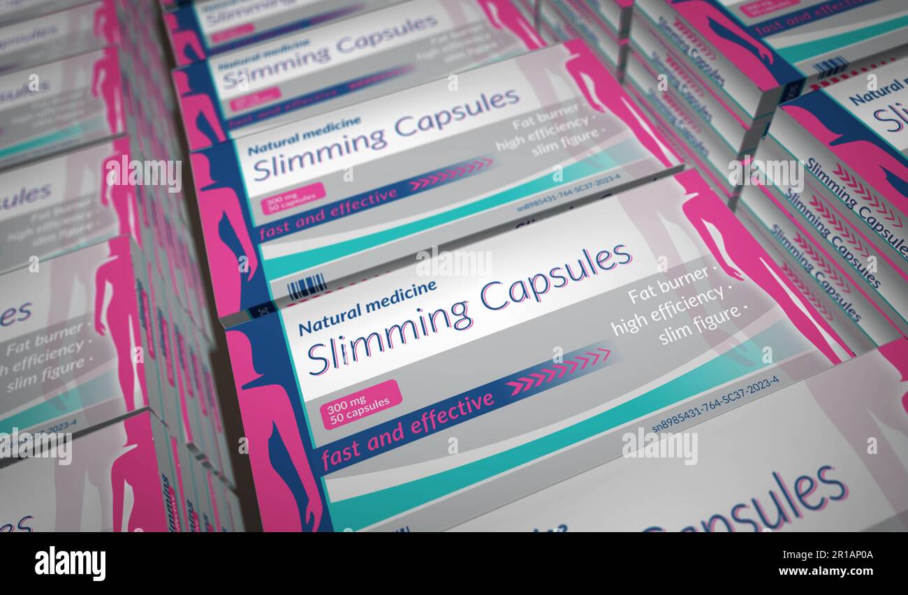 Slimming capsules box production line. Weight fat loss and slim help ...