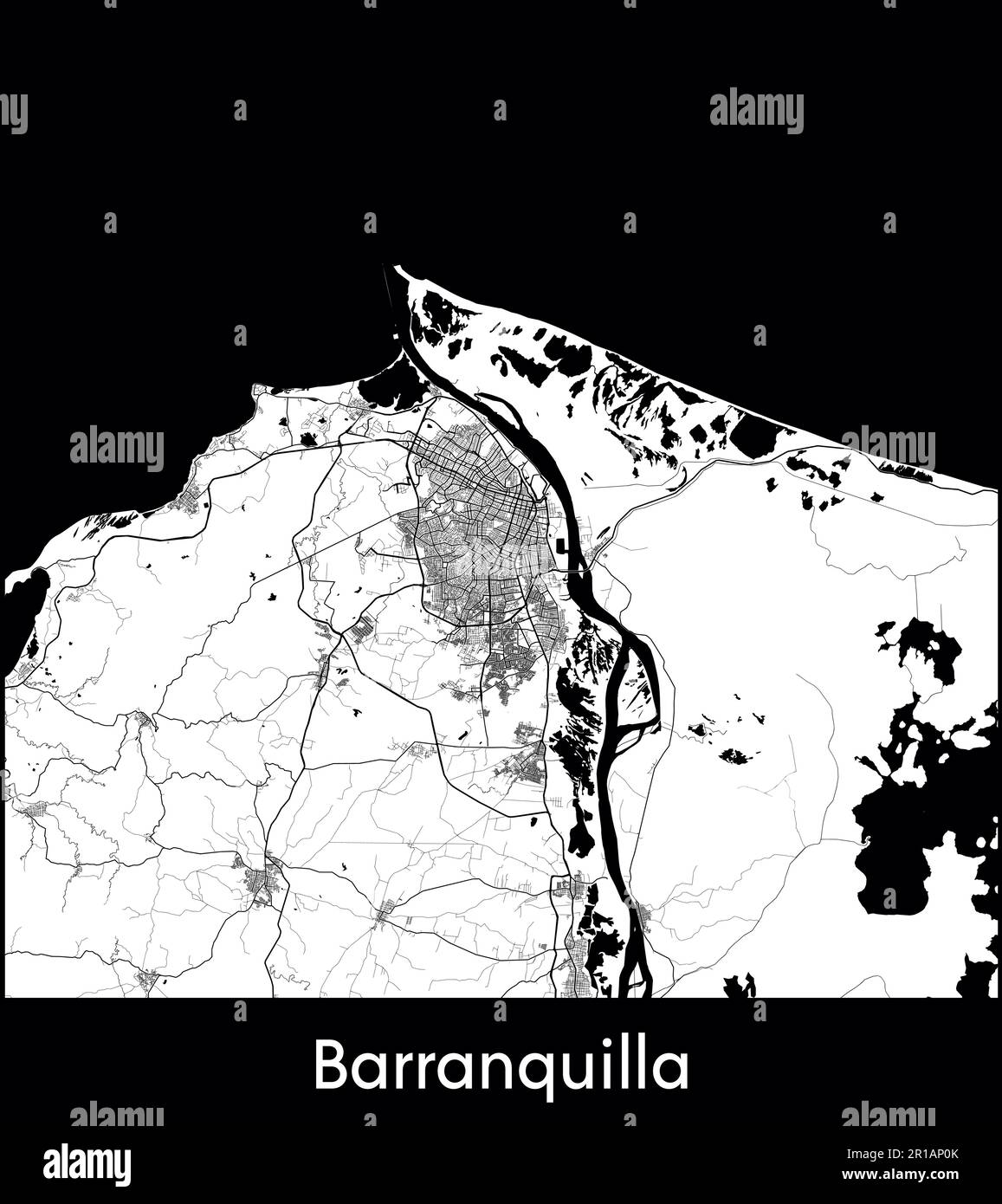 City Map South America Colombia Barranquilla vector illustration Stock ...