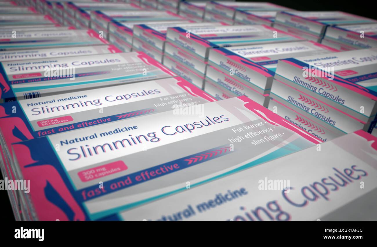 Slimming capsules box production line. Weight fat loss and slim help ...