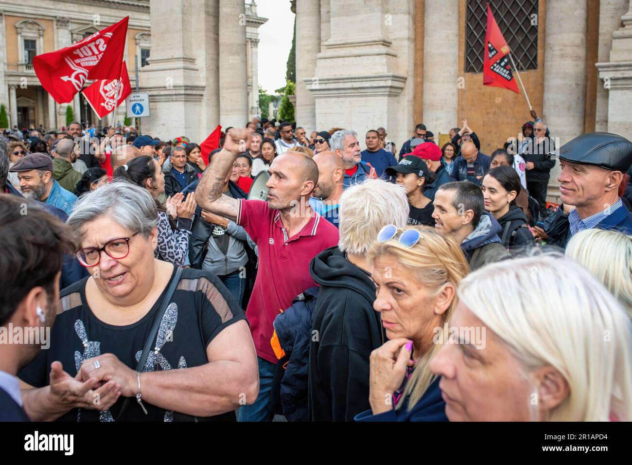 May 11, 2023, Rome, Italy: Protesters seen gathering during the public ...