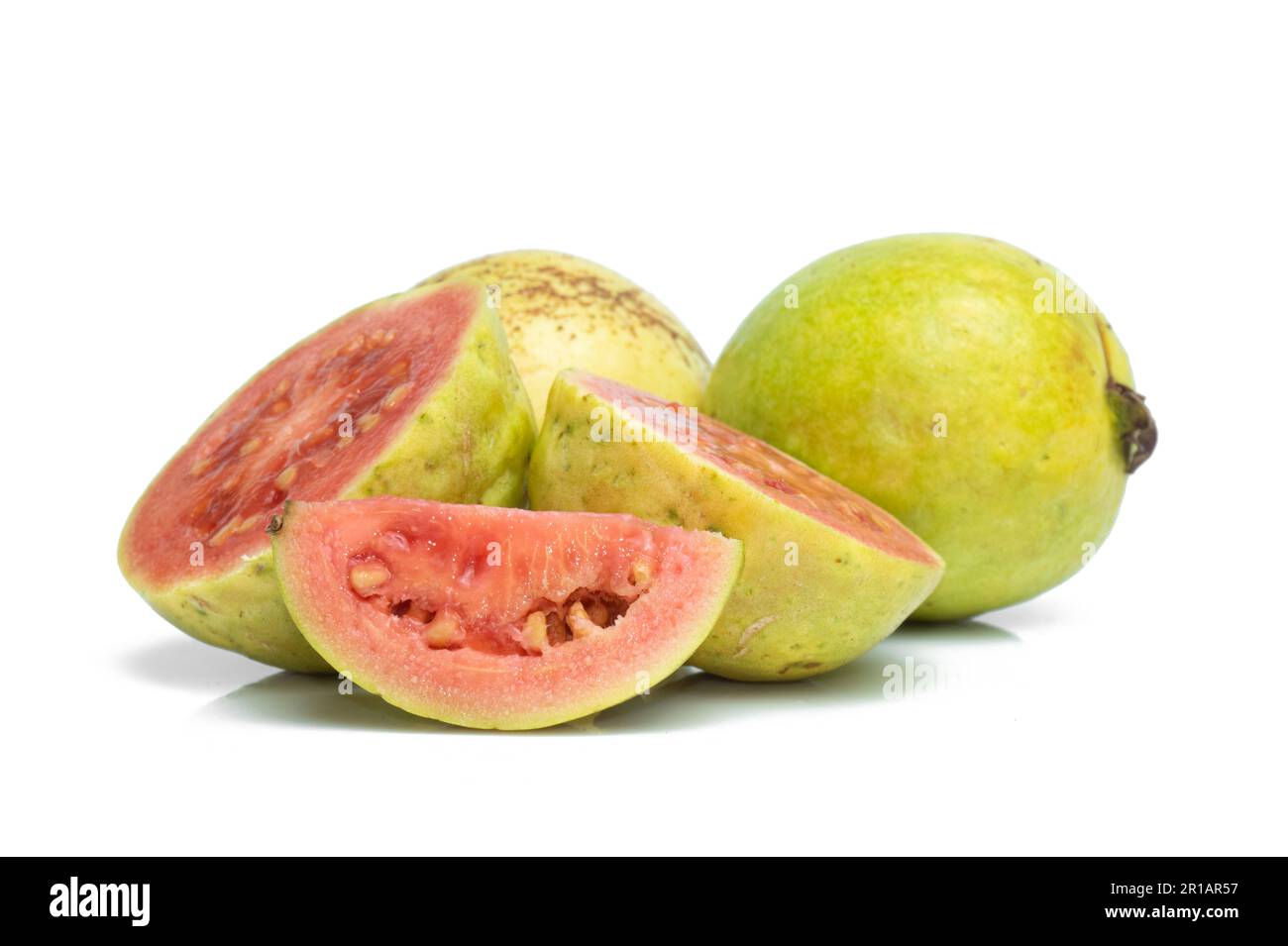 guava isolated on white background. guava whole and half sliced Stock ...