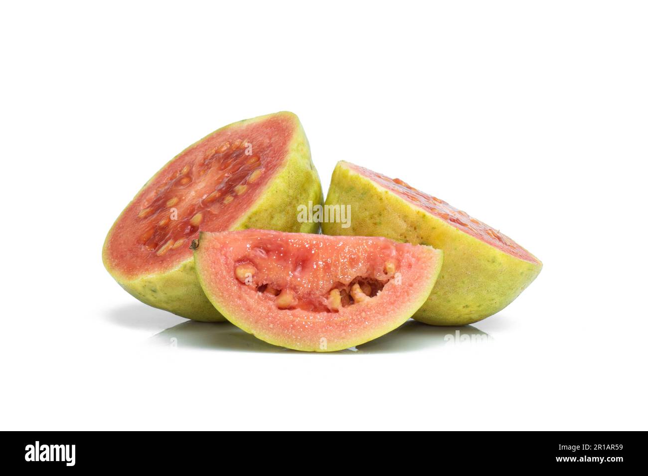 guava isolated on white background. guava whole and half sliced Stock ...