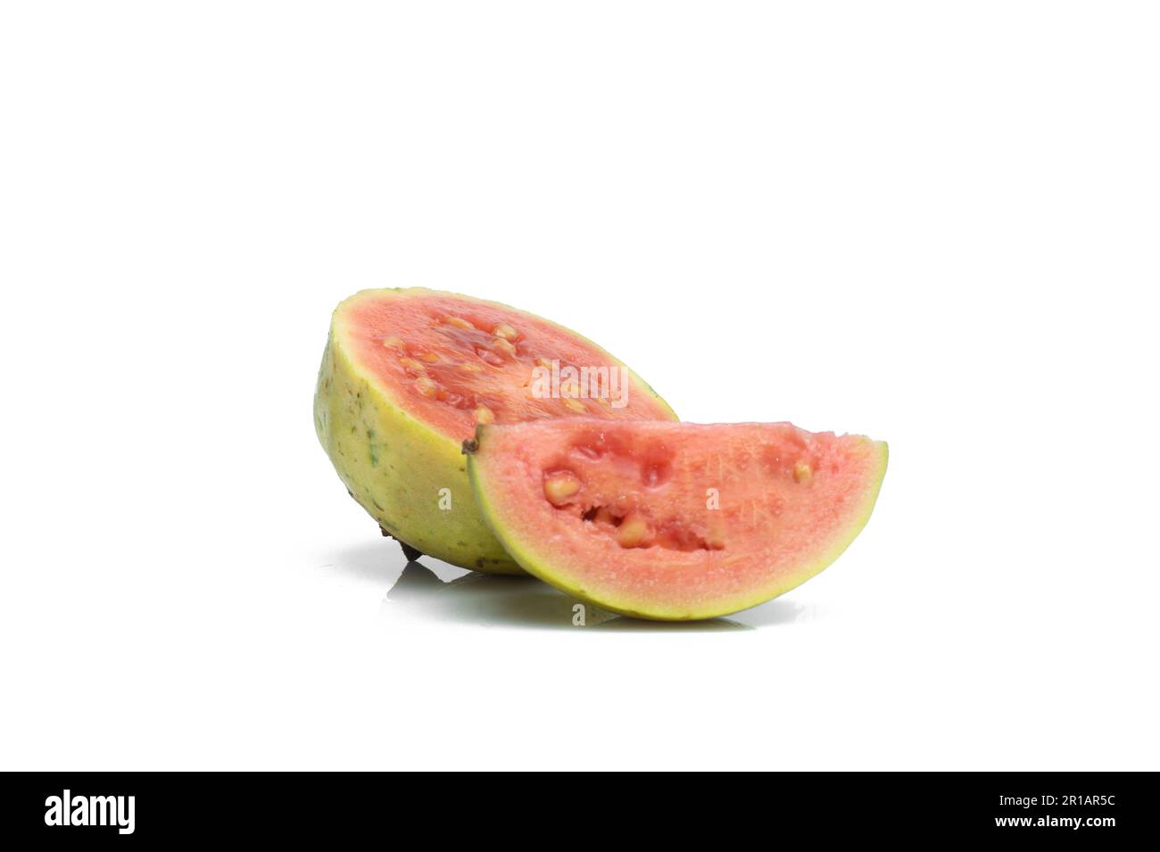 guava isolated on white background. guava whole and half sliced Stock ...