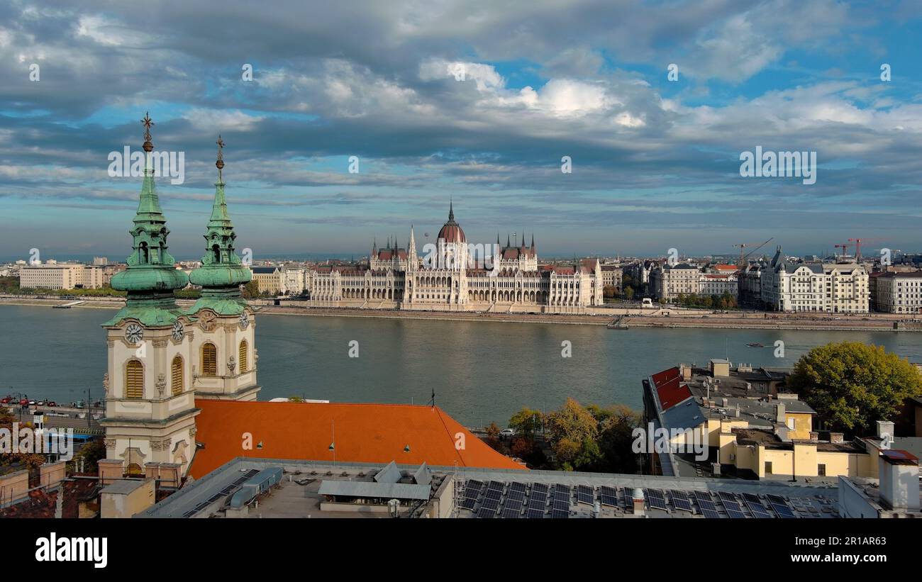 Aerial view of Hungarian Parliament Building in Budapest. Hungary ...