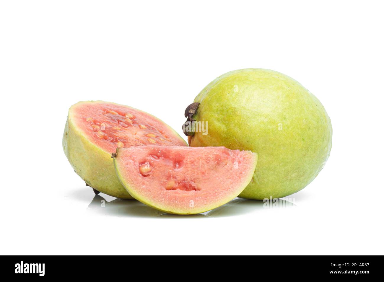 guava isolated on white background. guava whole and half sliced Stock ...