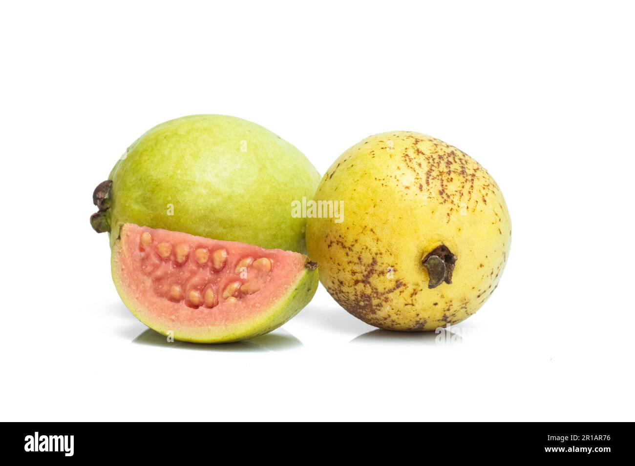 guava isolated on white background. guava whole and half sliced Stock ...