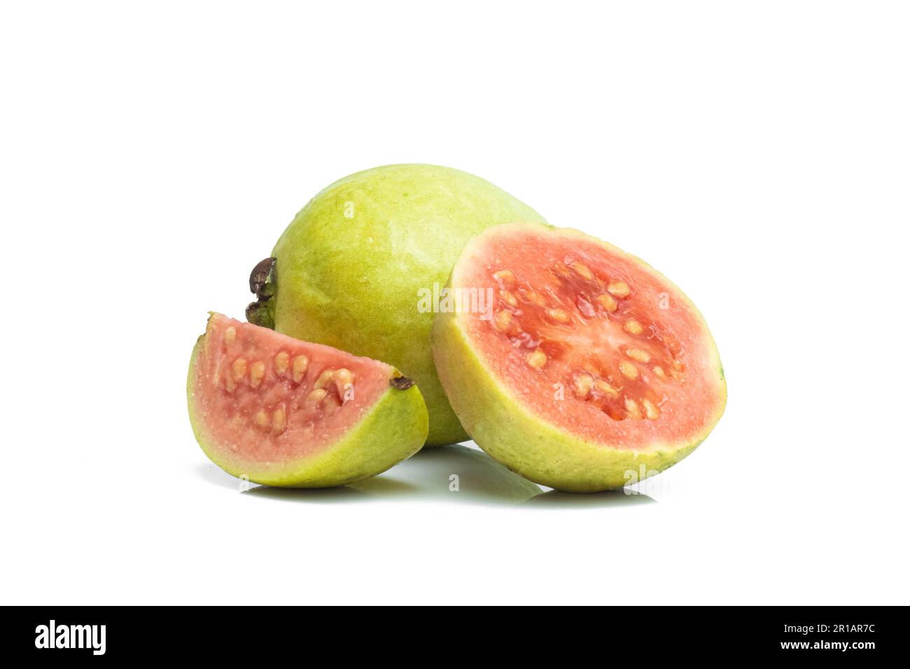 guava isolated on white background. guava whole and half sliced Stock ...