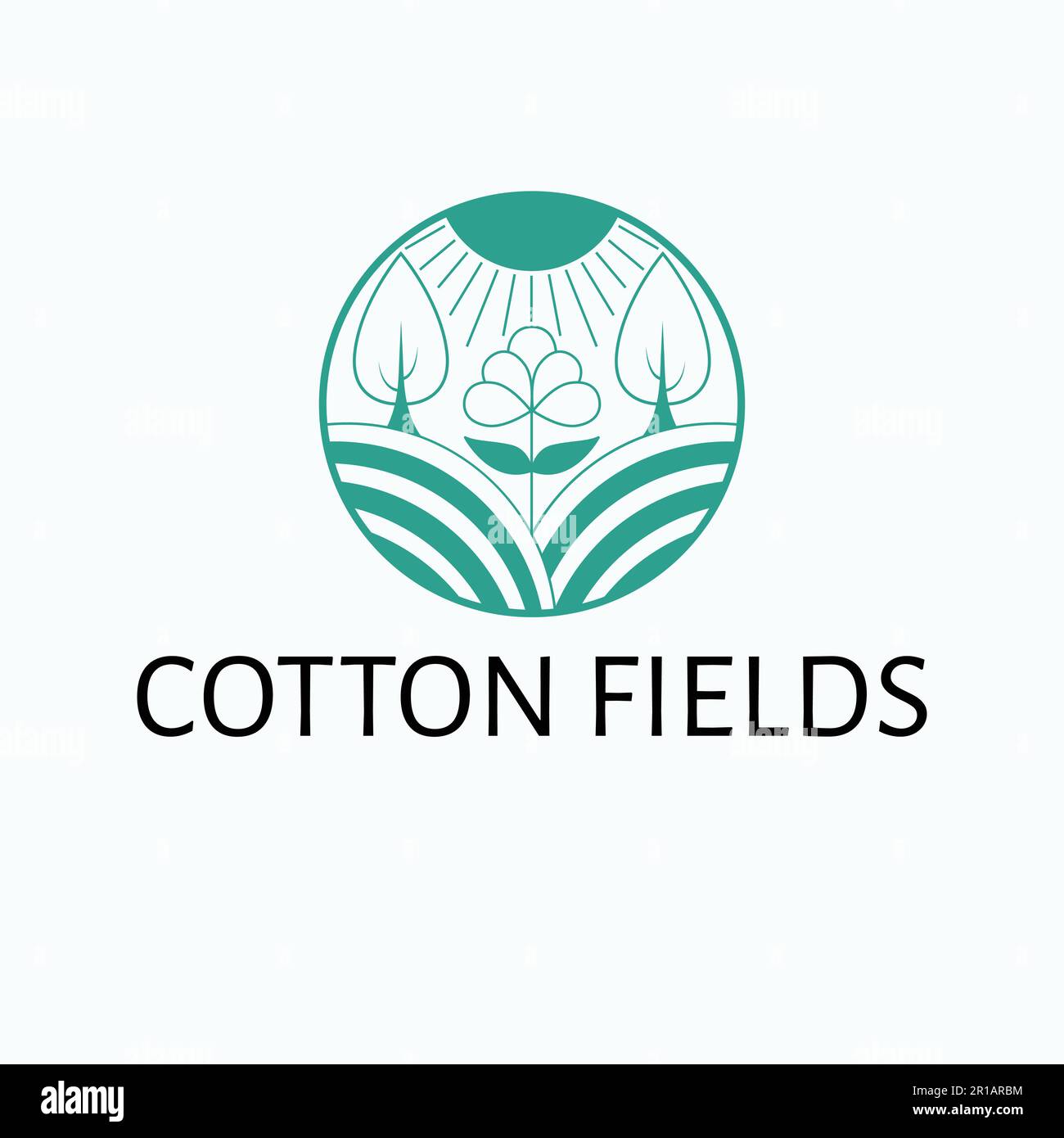 Cotton fields vector logo design. Field and trees emblem design. Eco ...